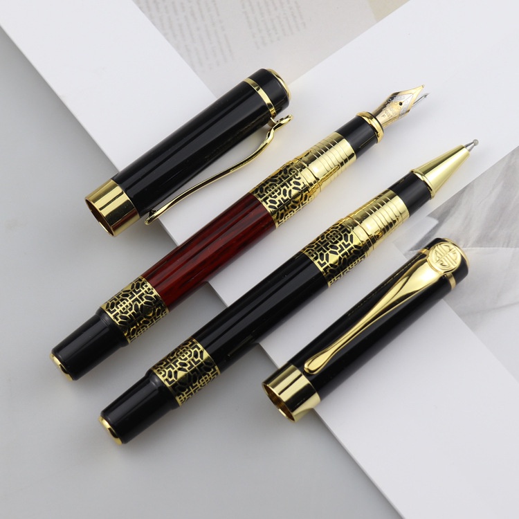 11pcs Fountain Pen Ink Set Retro Metal Calligraphy F nib Classic ...