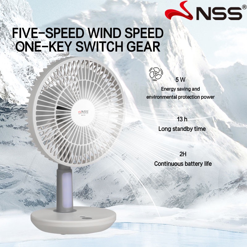 NSS Solar Desk Fan with Light 8"solar Rechargeable Fan solar Electric ...