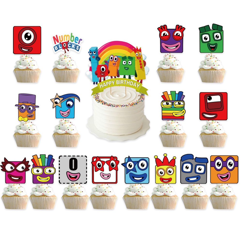 Numberblocks Birthday Party Decorations Banner Cake Toppers Backdrop ...