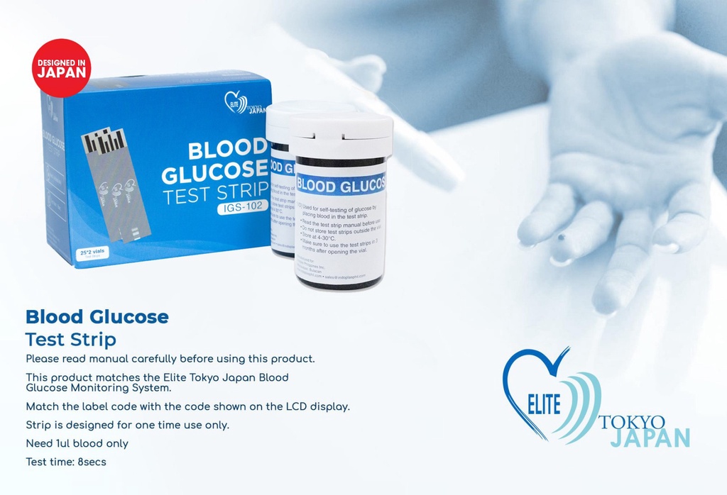 Elite IGS102 Blood Glucose Meter Glucometer Test Strips - 100 pcs (2 ...