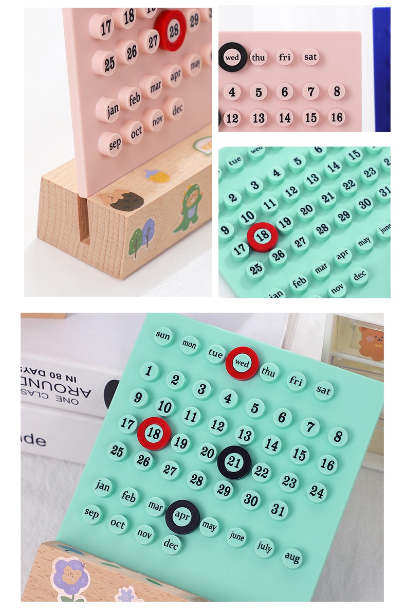 JIANWU Creative Cute Desk Calendar DIY Ferrule Perpetual Calendar ...