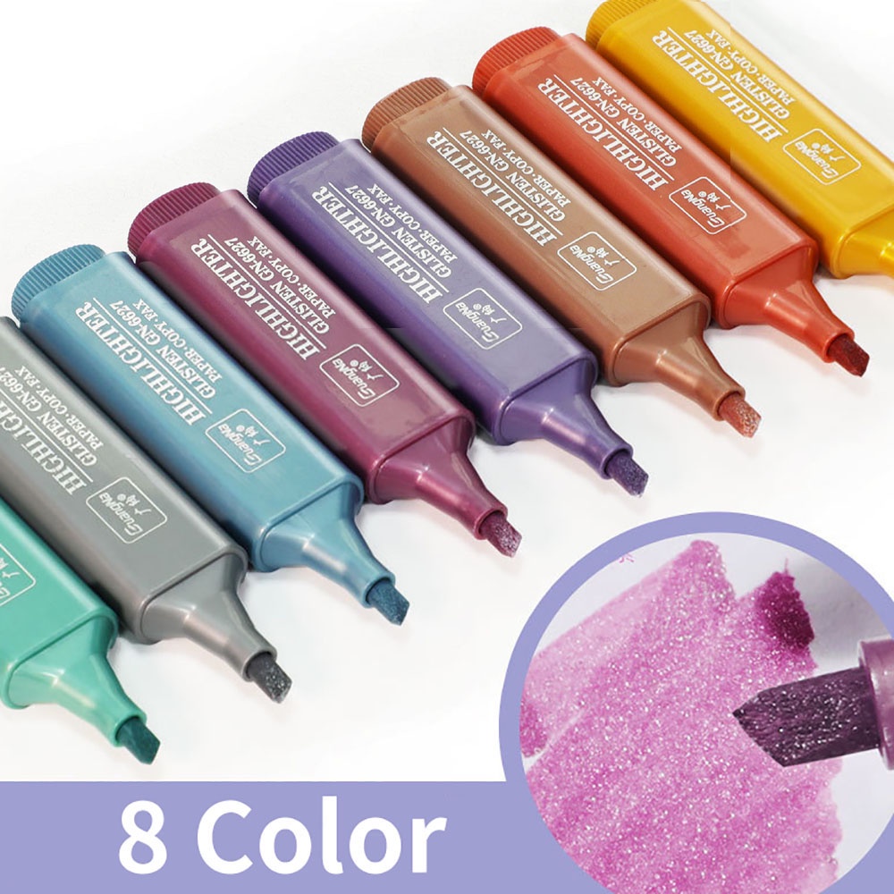 Morandi Highlighter Marker Water-based Pigment Single Head 8 Metallic ...