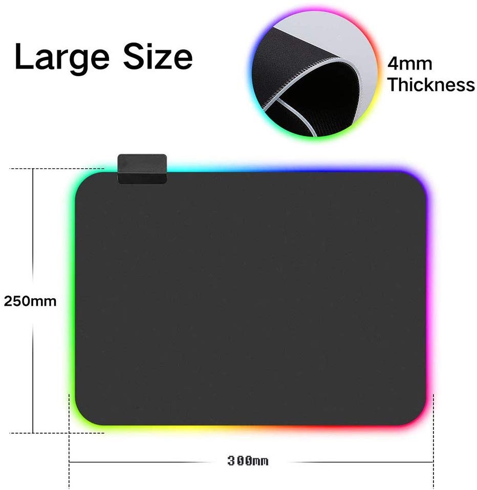 Newly RGB Colorful LED Lighting Gaming Mouse Pad Mat for PC Laptop 35cm ...