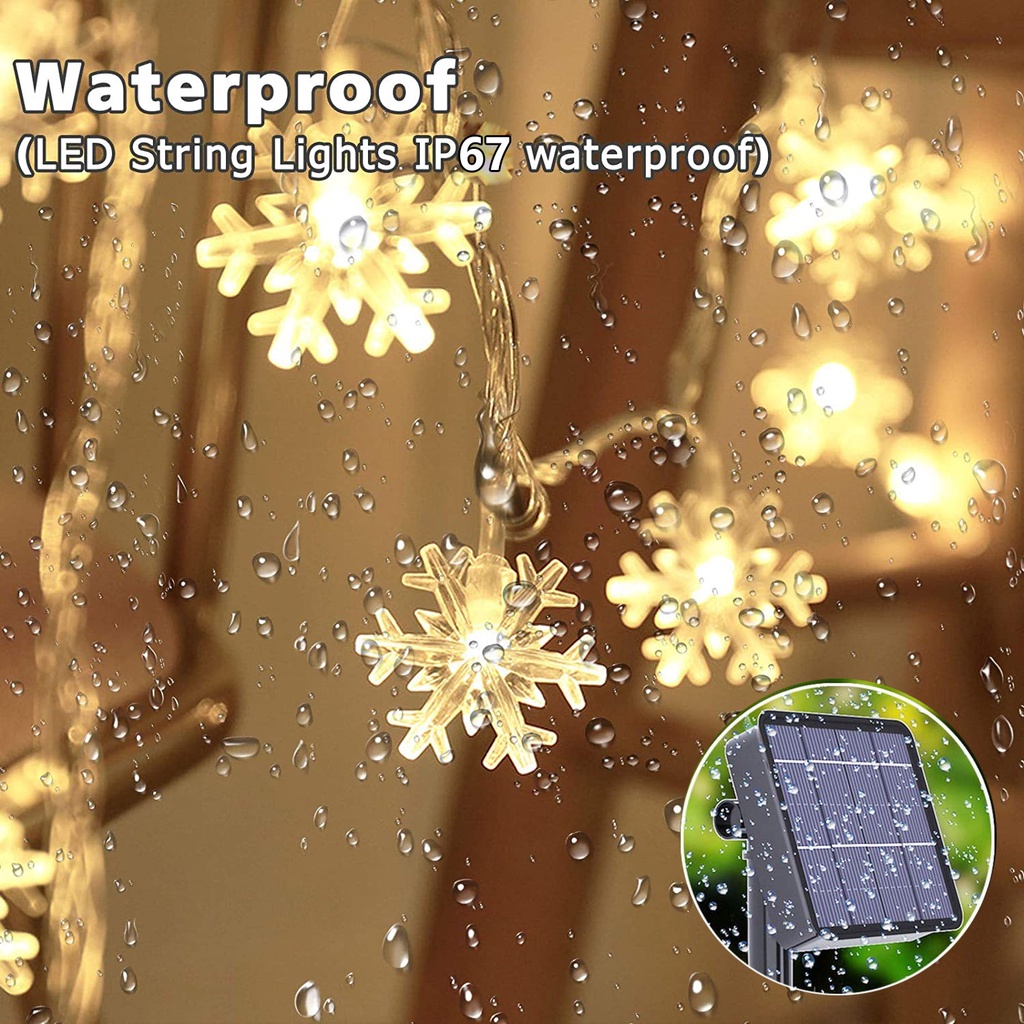 Solar Snowflake Lights String Lights Outdoor Waterproof with 8 Modes ...