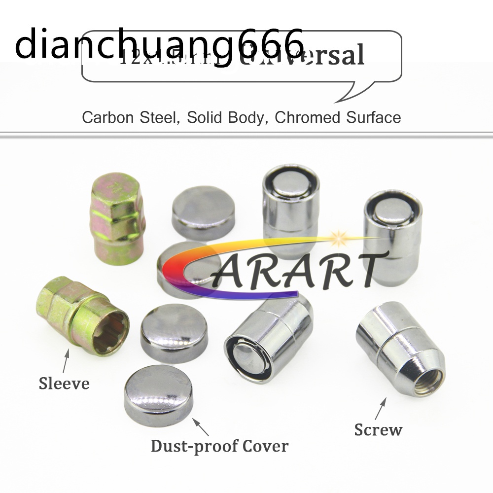 No. 19 cone M12x1.5/1.25 Wheel Lock Lug Nuts 4 Car Anti Theft Locking ...