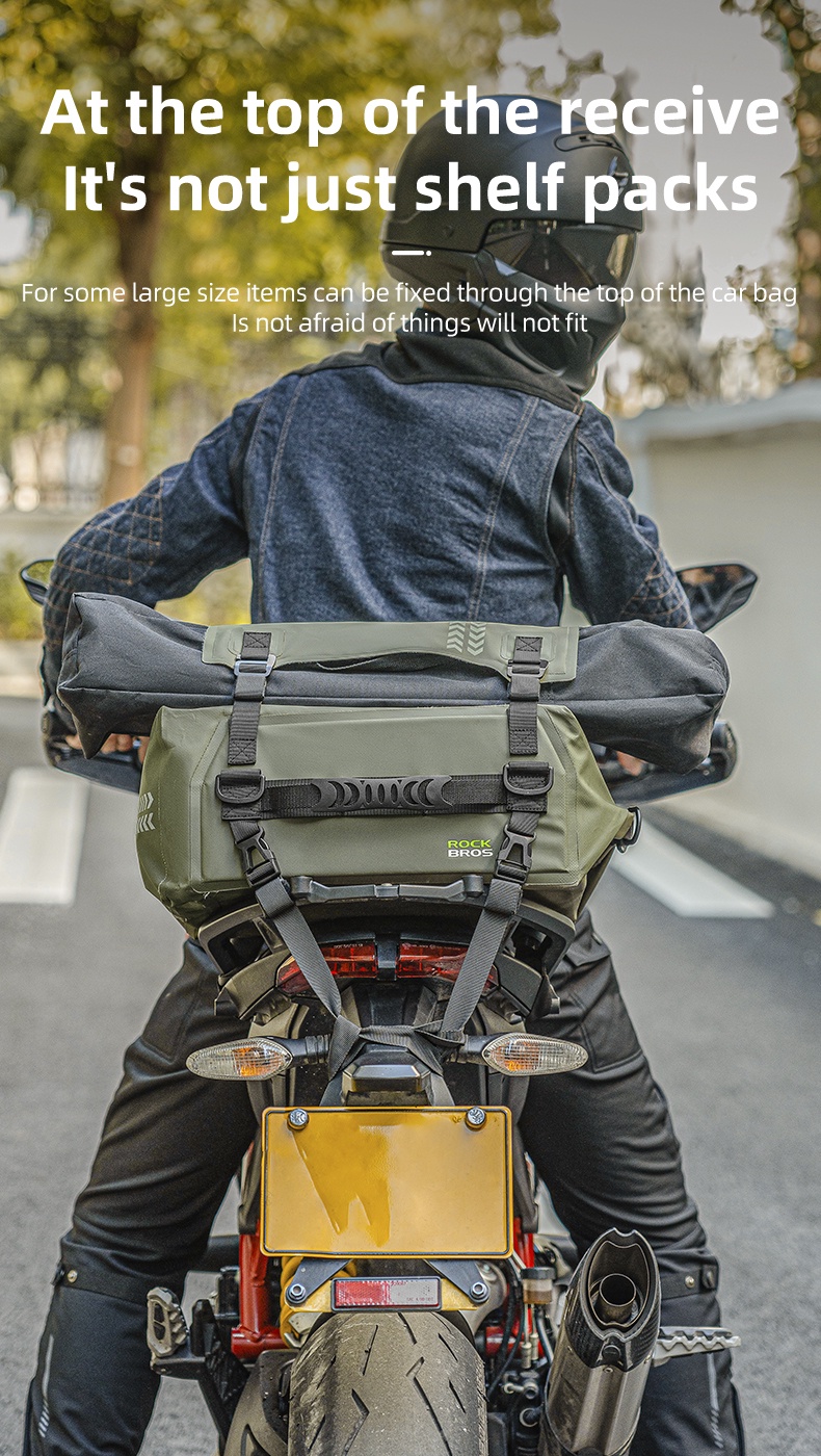 Rockbros Motorcycle Rear Bag Waterproof Back Seat Bag PVC 30L High ...