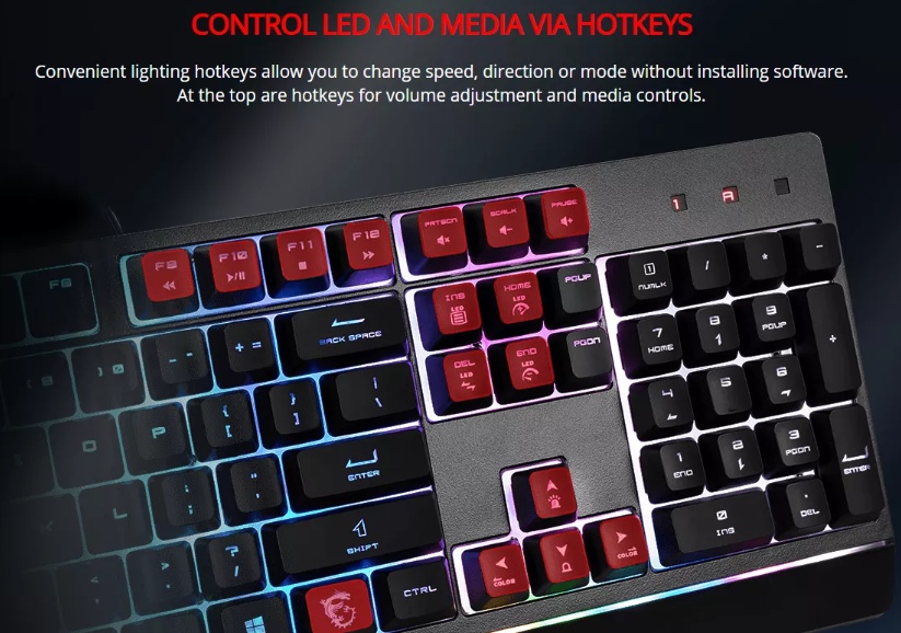 Msi Gaming Gear Vigor GK30 Combo Gaming RGB MechanicalLike Keyboard and ...