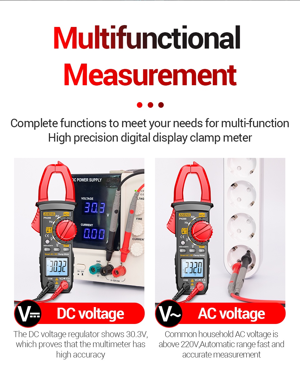 Aneng Pn200 Digital Clamp Meter Dc/Ac 600A Current 4000 Counts ...