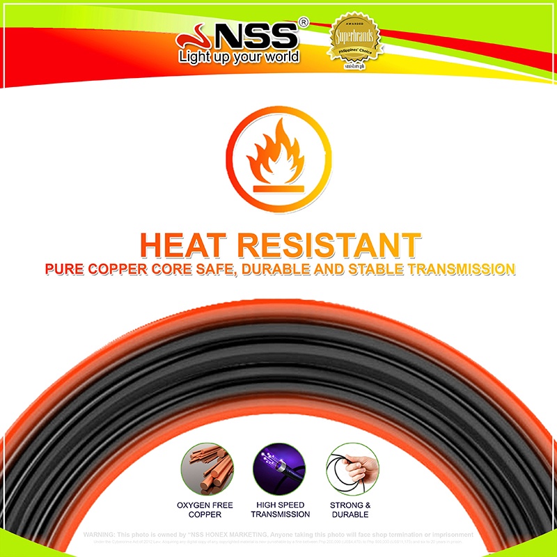 NSS 3 Prong Power Extension cords Flat Pin Plug Power Cable for PC ...