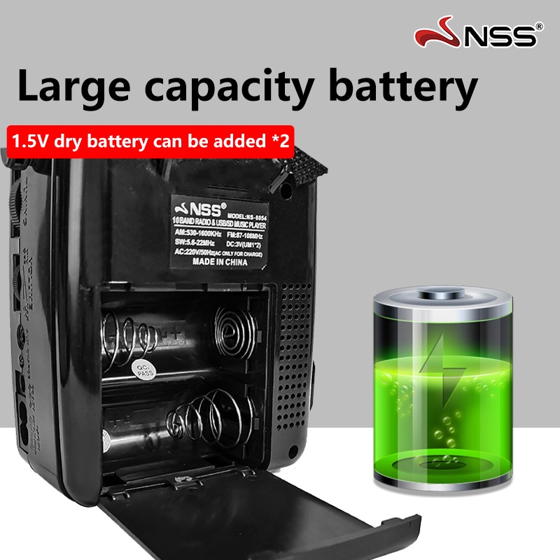 NSS Portable Radio MP3 Player SD/USB/AUX/FM/AM/SW 1-8 10 Band Radio ...