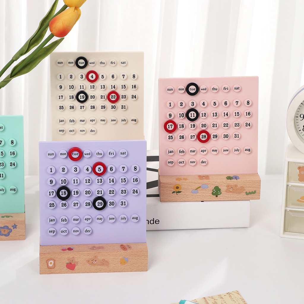 JIANWU Creative Cute Desk Calendar DIY Ferrule Perpetual Calendar ...