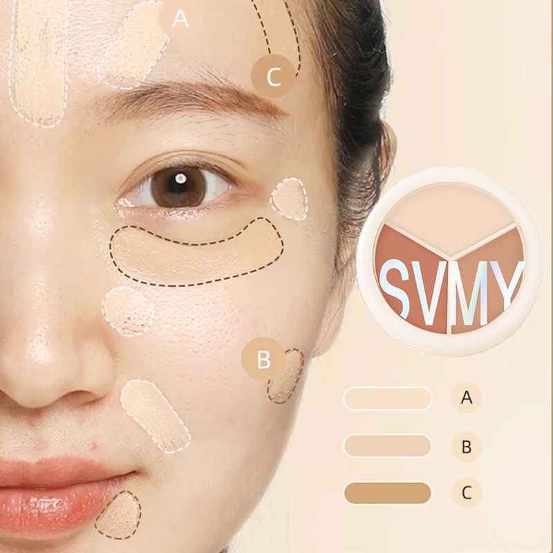 3-Color Concealer Palette Cream Texture Covers Acne Marks Dark Circles ...