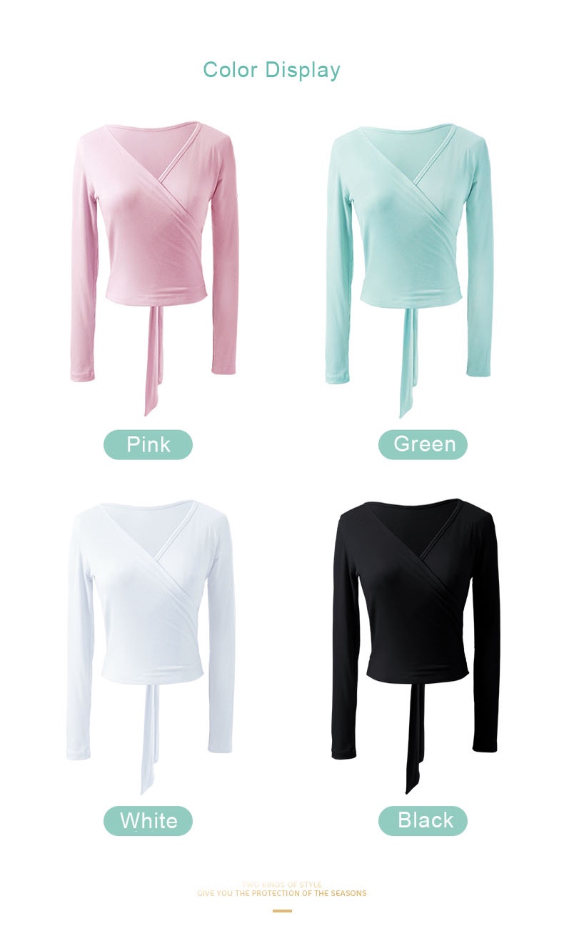 Woman Ballet Wrap Tops Long Sleeve Adult Dance Training Shirts | Shopee ...
