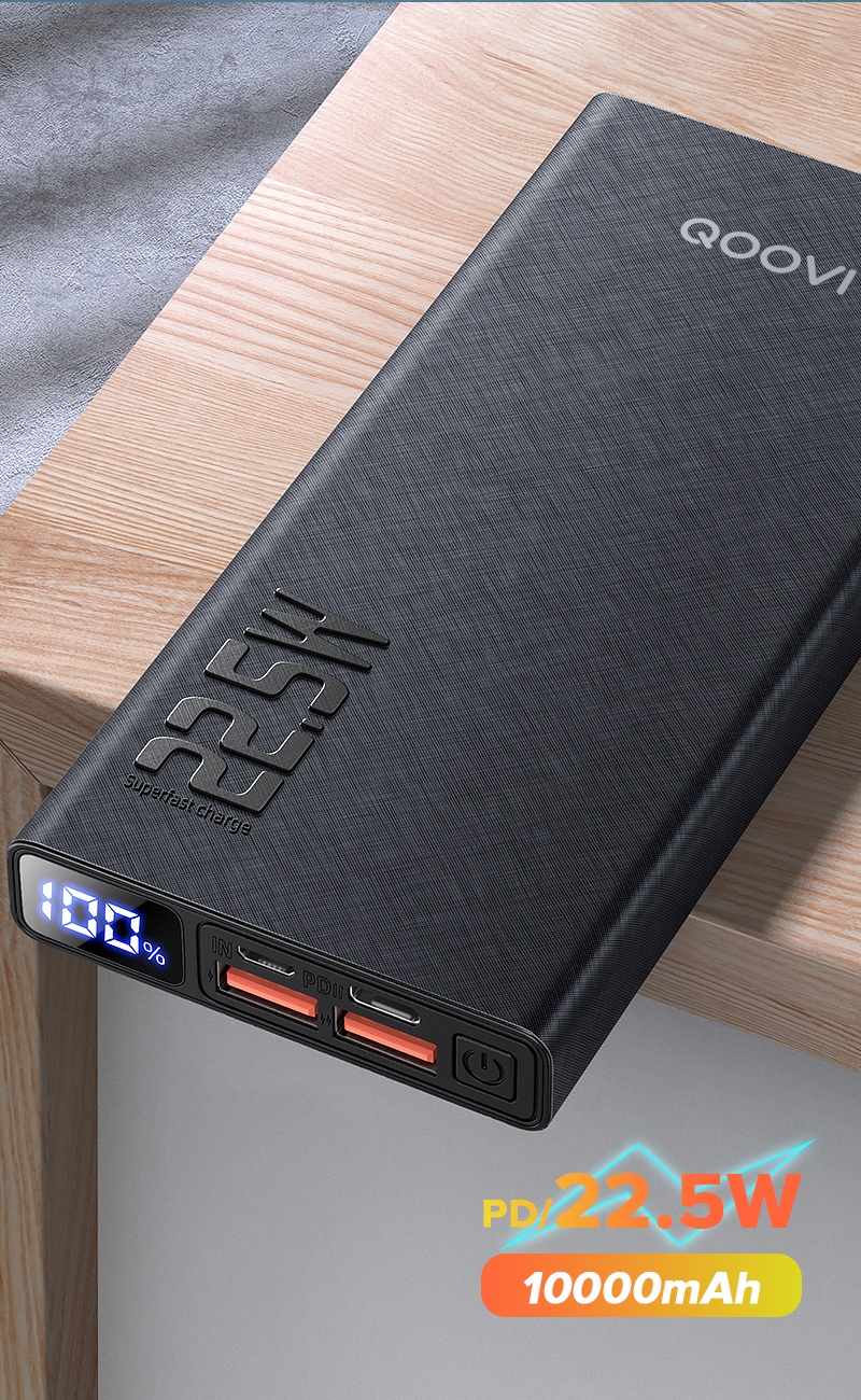 QOOVI 20000mah Power Bank Super Fast Charger type c power bank Dual Usb ...