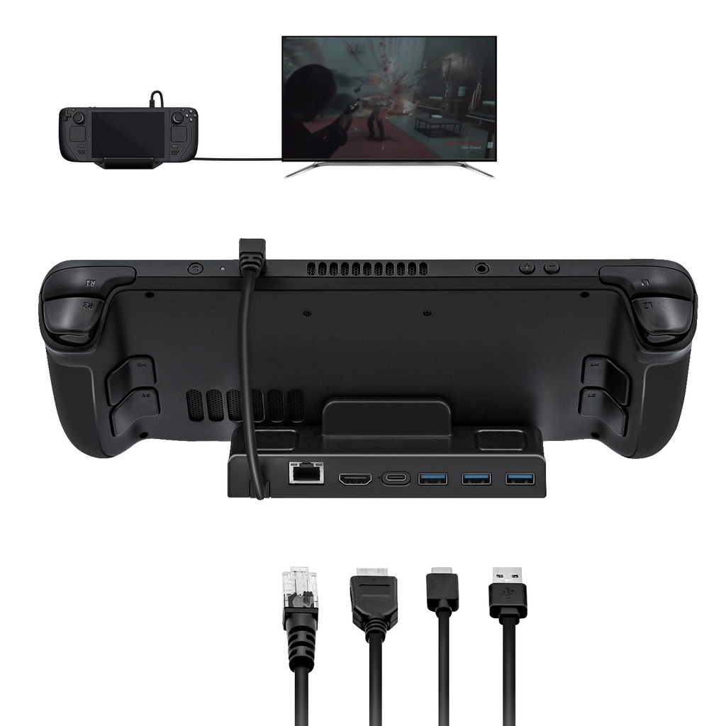 6 In 1 Dock Station with RJ45 LAN Port for Steam Deck/ROG ALLY/Nintendo ...