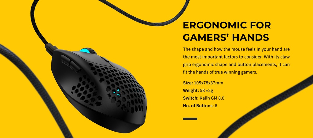 RAKK KALA Wireless Gaming Mouse | 3370 Sensor | RGB | Kailh GM 8.0 ...