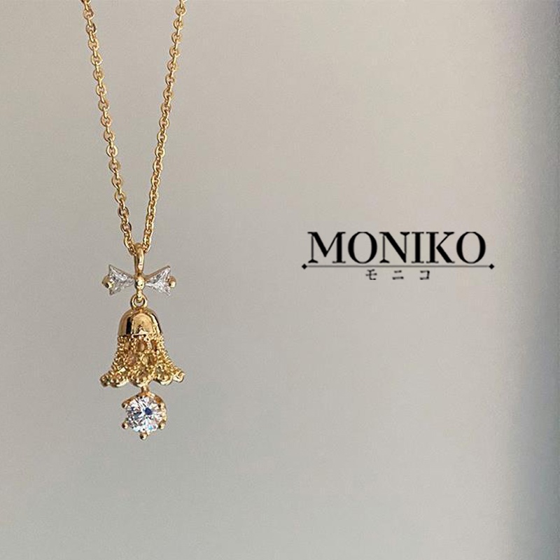 MONIKO Original Design 18k Gold Bowknot Jingle Bell Christmas Pendant ...