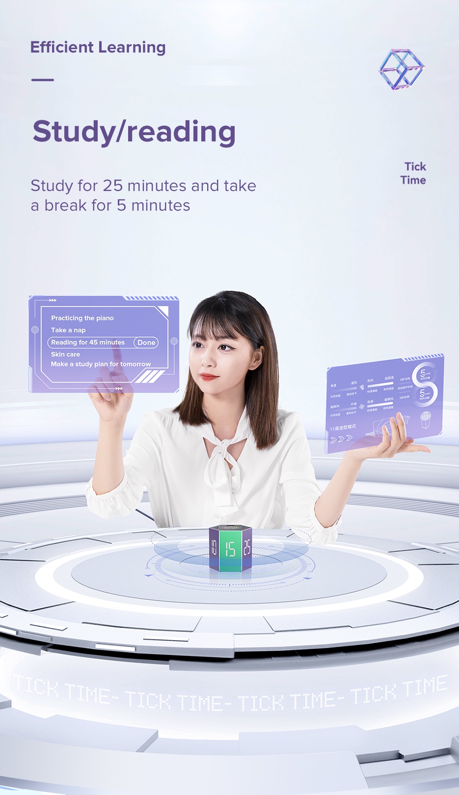 Llano Gradual Purple Ticktime Electronic Led Countdown Timer Clock Multi Function Digital Timer