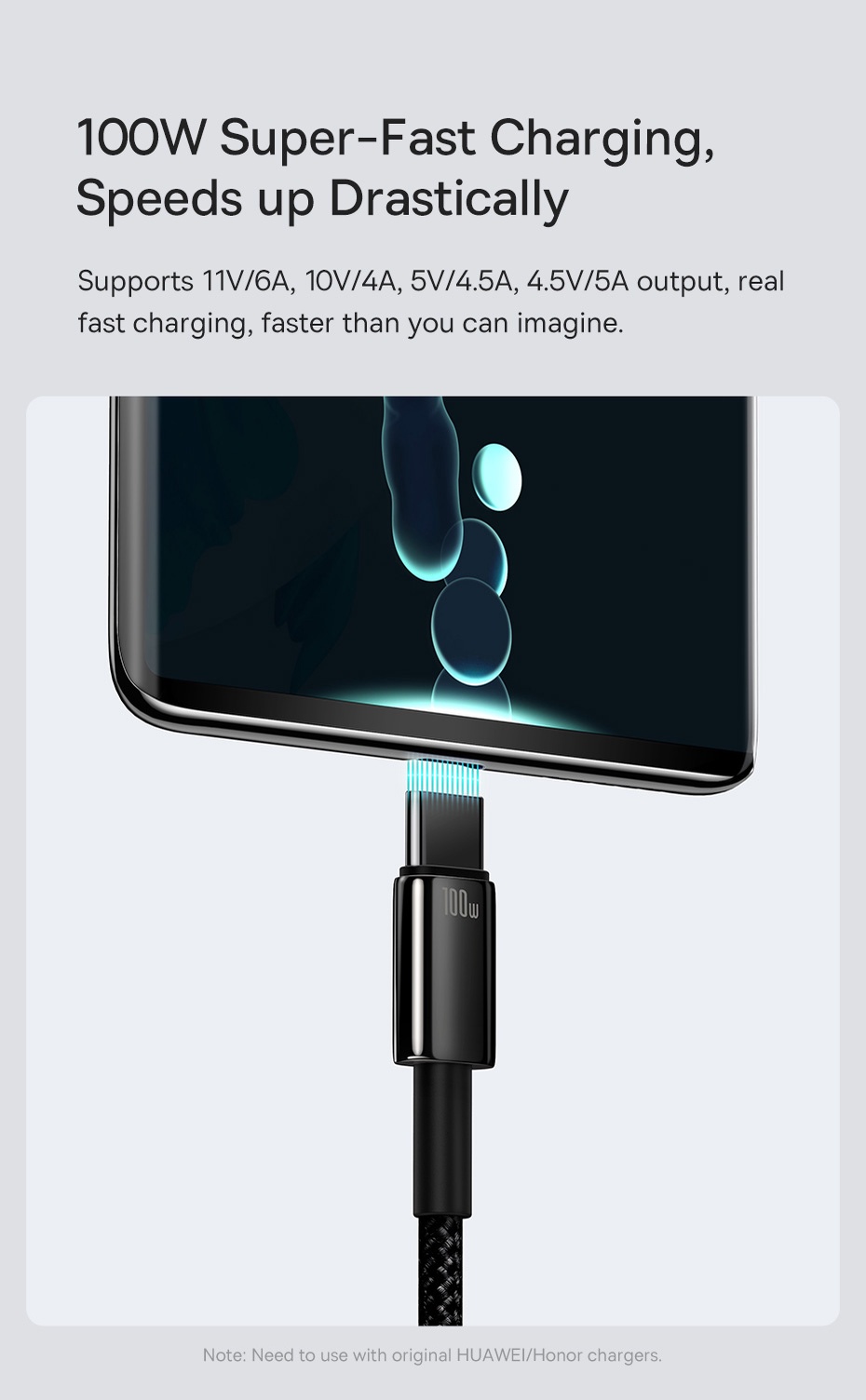 Baseus 100W USB Type C Cable Fast Charging Wire USB-C Charger Data Cord ...