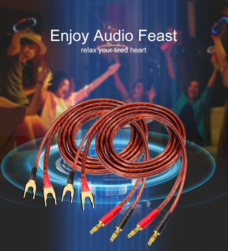GOLLEY LION Hi-Fi Speaker Wire With Y Spade Plug To Banana Jumper Cable ...