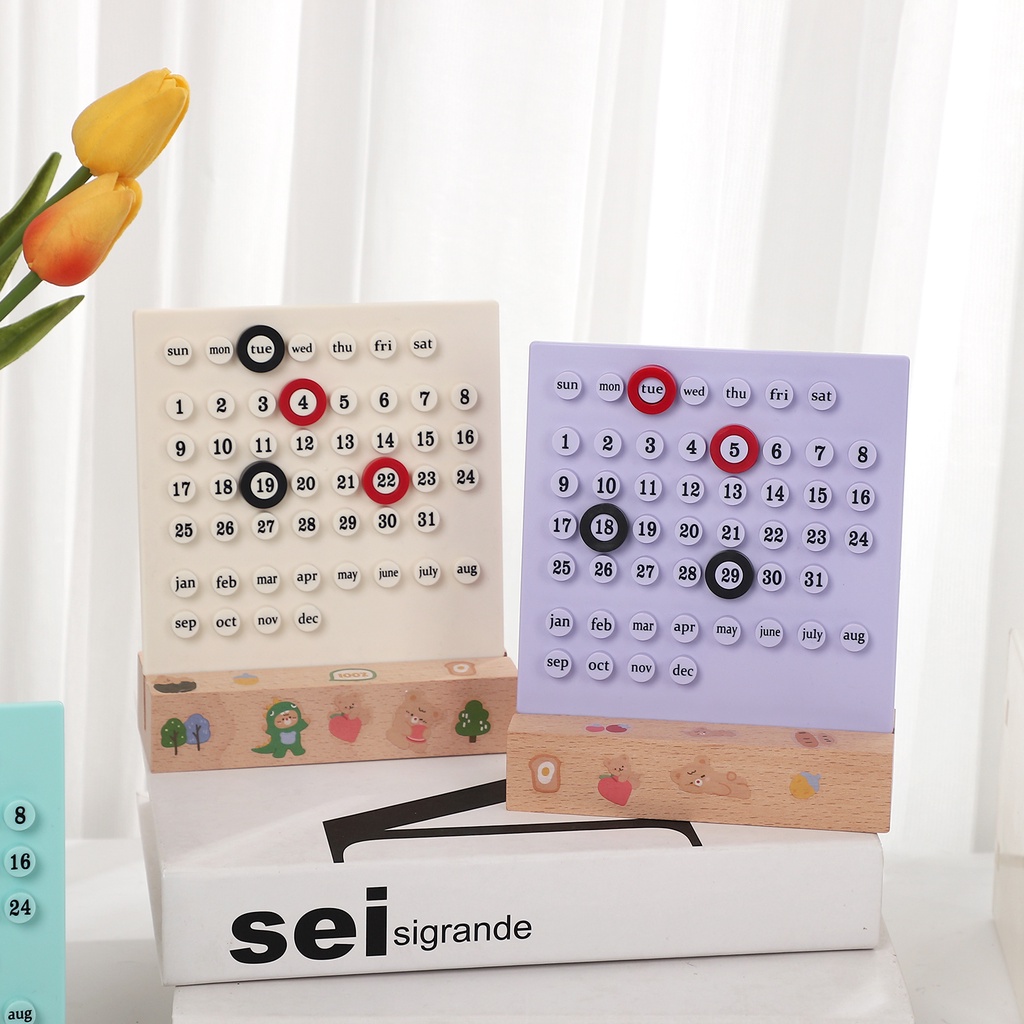 JIANWU Creative Cute Desk Calendar DIY Ferrule Perpetual Calendar ...