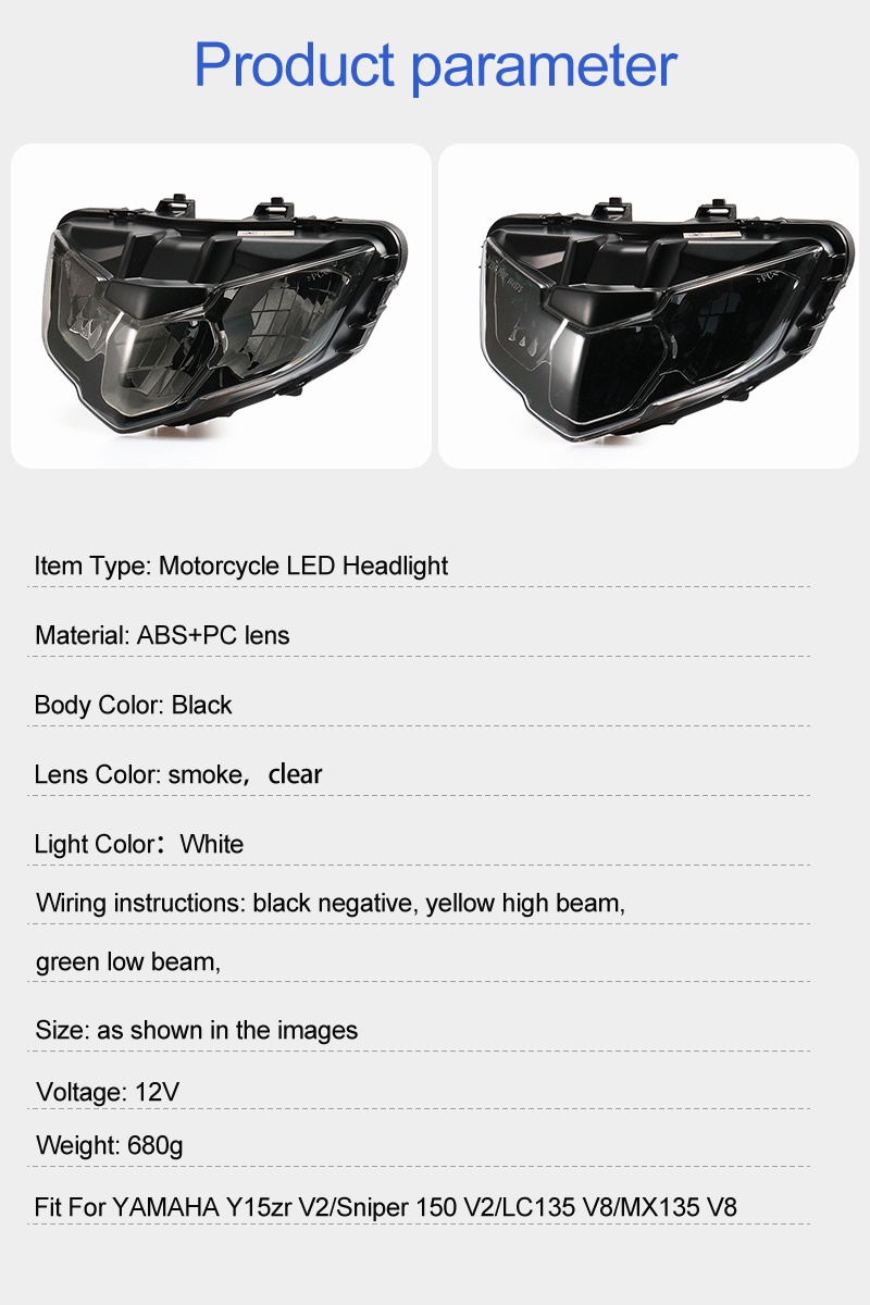 ZHIPAT LED HEAD LAMP FOR SNIPER 150 V2 Sniper 135 V8 Sniper MX135 Y15ZR V2 Headlight Assembly ...