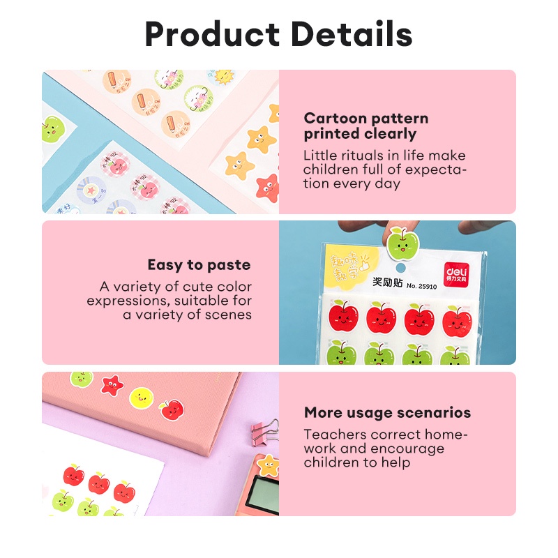Deli 5Pcs/Box Reward Sticker For Rewarding Kids Easy To Paste Multi ...