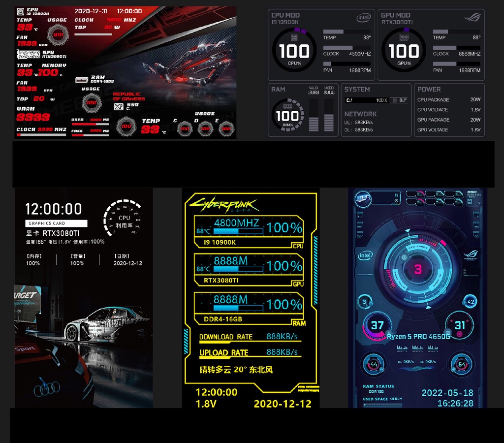 Turing 5 inch IPS Sensor Panel Display Smart Screen Monitor Dynamic ...