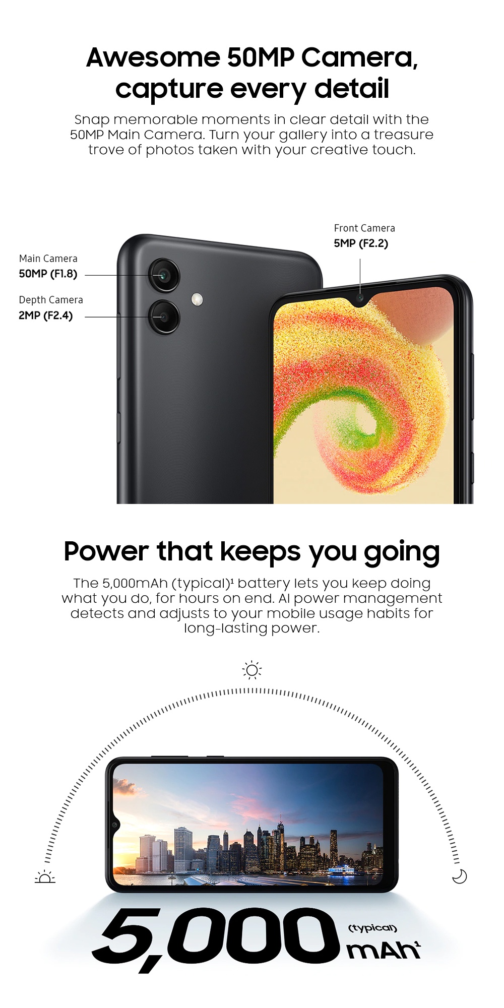 Samsung Galaxy A04 Smartphone | 3GB+32GB / 4GB+64GB / 4GB+128GB ...