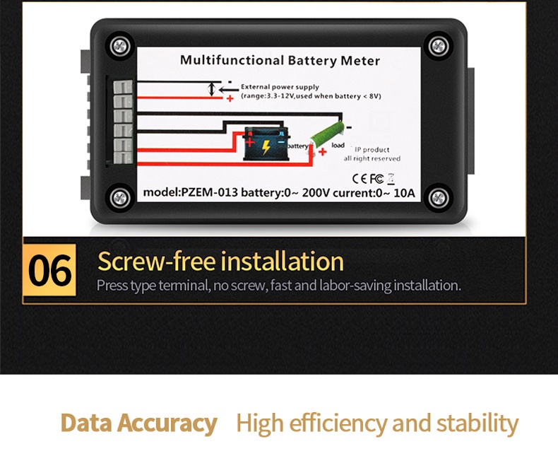 PZEM-015 PZEM-013 DC 0-200V 10A 100A 200A 300A Voltmeter Ammeter Car ...