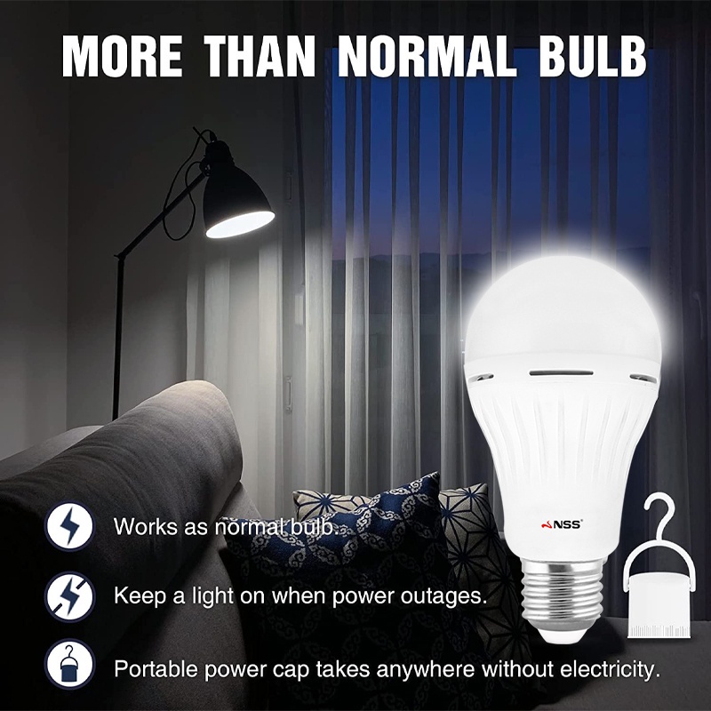 NSS Rechargeable Light Emergency Bulb E27 Energy Saving Outdoor ...