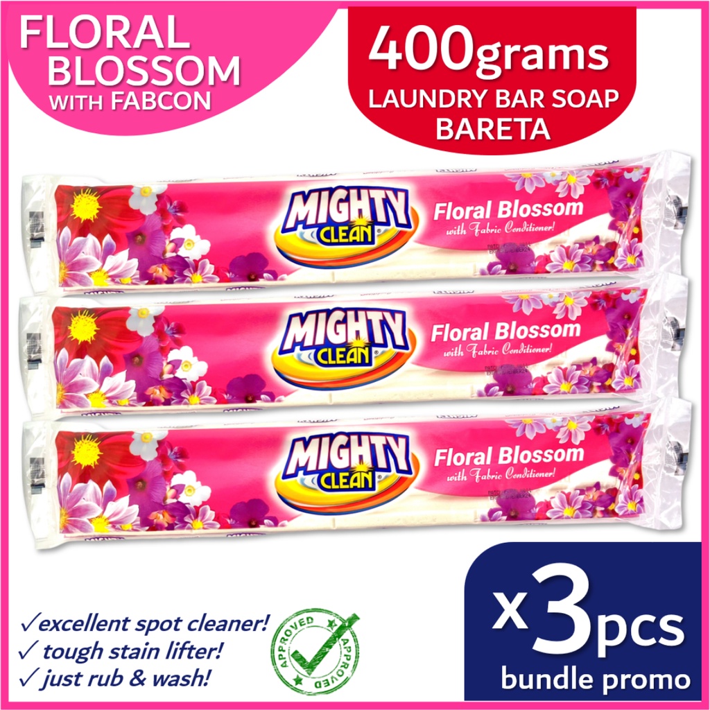 Mighty Clean Laundry Bar Soap Floral Blossom Spot Cleaner w/ FabCon ...