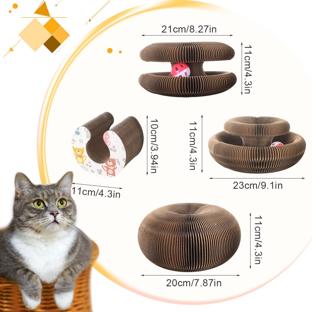 Magic Organ Cat Scratch Board Cat Toy With Bell Ball Round Corrugated ...