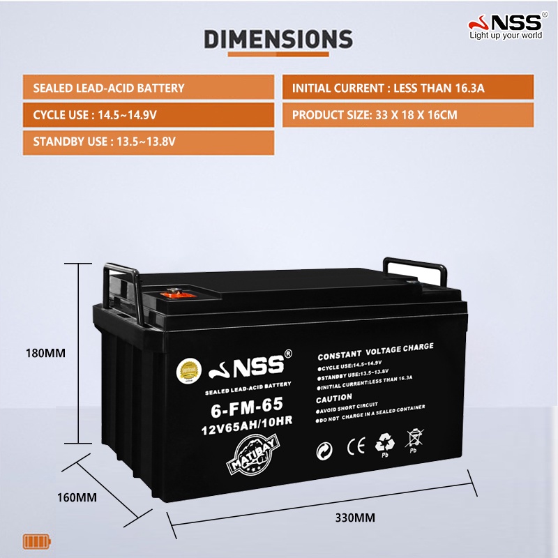 NSS 40AH 65AH 100AH solar battery rechargeable sealed lead-acid battery ...