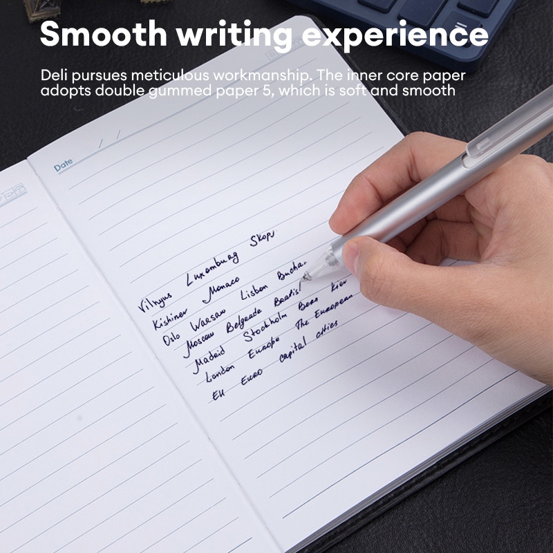 Deli 7901 PU Leather Notebook 80Sheets Journal Notebooks for Business ...
