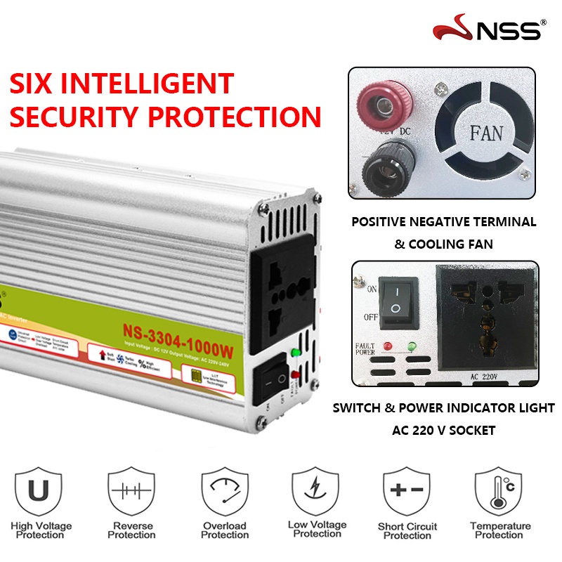 NSS Solar Power Inverter Set 12v to 220 DC to Ac Solar Energy Converter ...