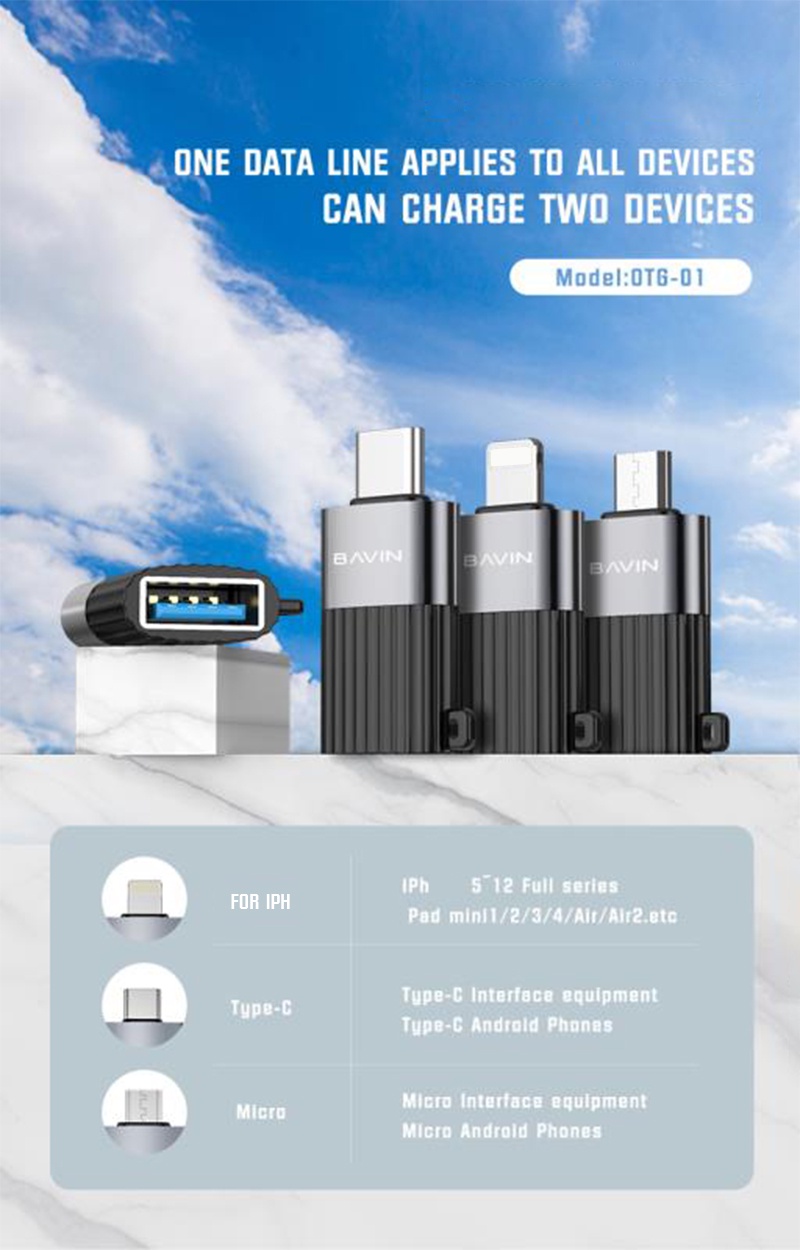 BAVIN A1 USB3.0 Adapter Reader Universal OTG Adapter for Micro / iPh ...