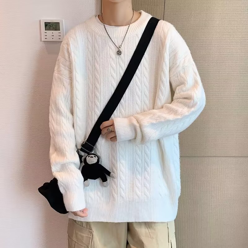 (4 Colors) Twist Sweater Men's Round Neck Loose ins Street Wear Autumn ...