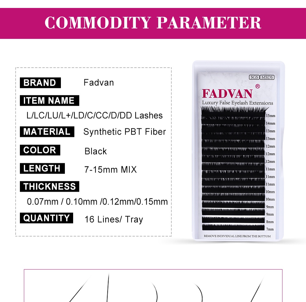 Fadvan 16 Line L/L+/LC/LD/LU Curl individual lashes soft eyelash ...