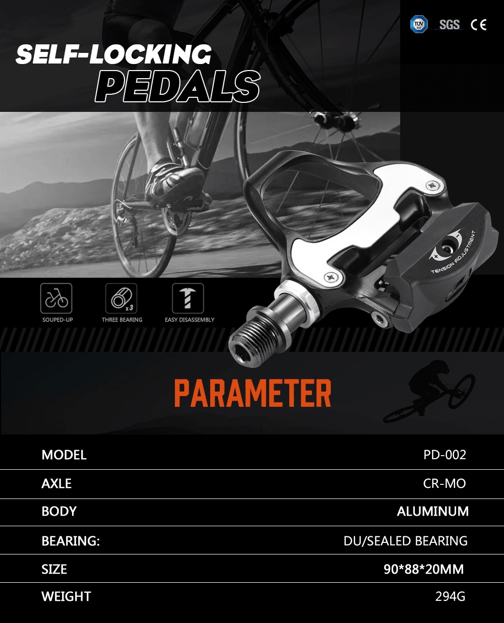 Racework Bike Pedals SPD-SL Sealed Bearings Cleats Pedals Set | Shopee ...