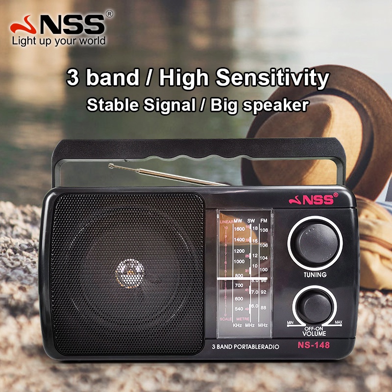 NSS Portable Radio FM/MW/SW3 Band Radio HIFI Multimedia Speaker System ...