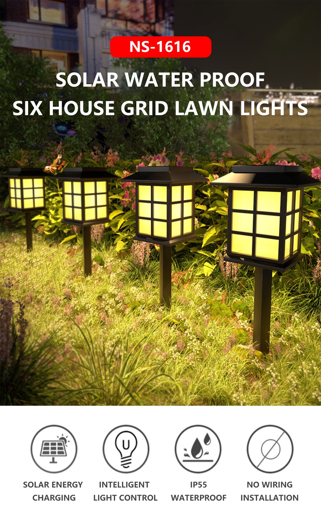 NSS Solar Powered Splash Proof Outdoor LED Solar Garden Light for ...