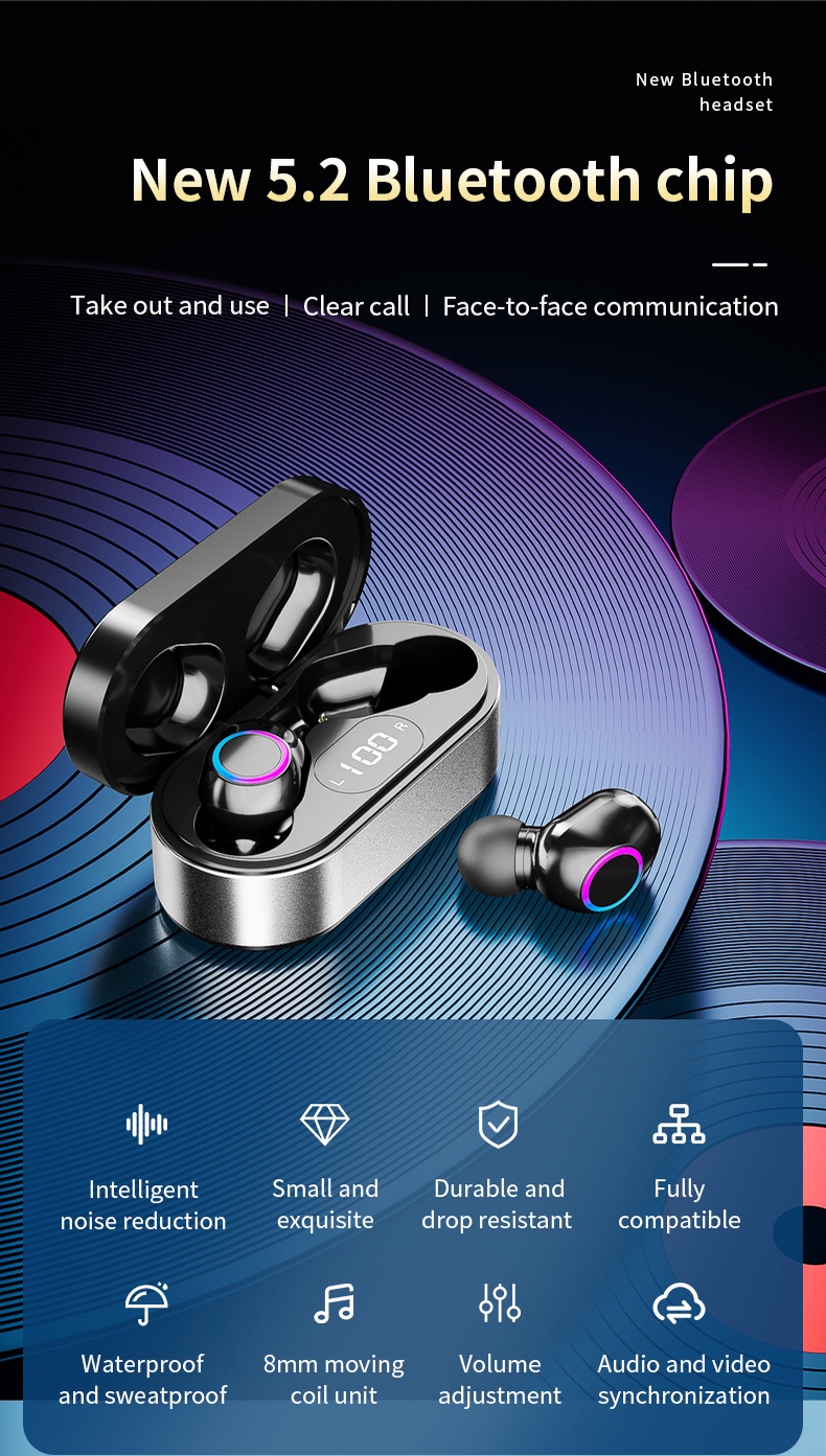 NEW F12 TWS Earbuds Bluetooth 5.2 In Ear Wireless Earphones Noise ...