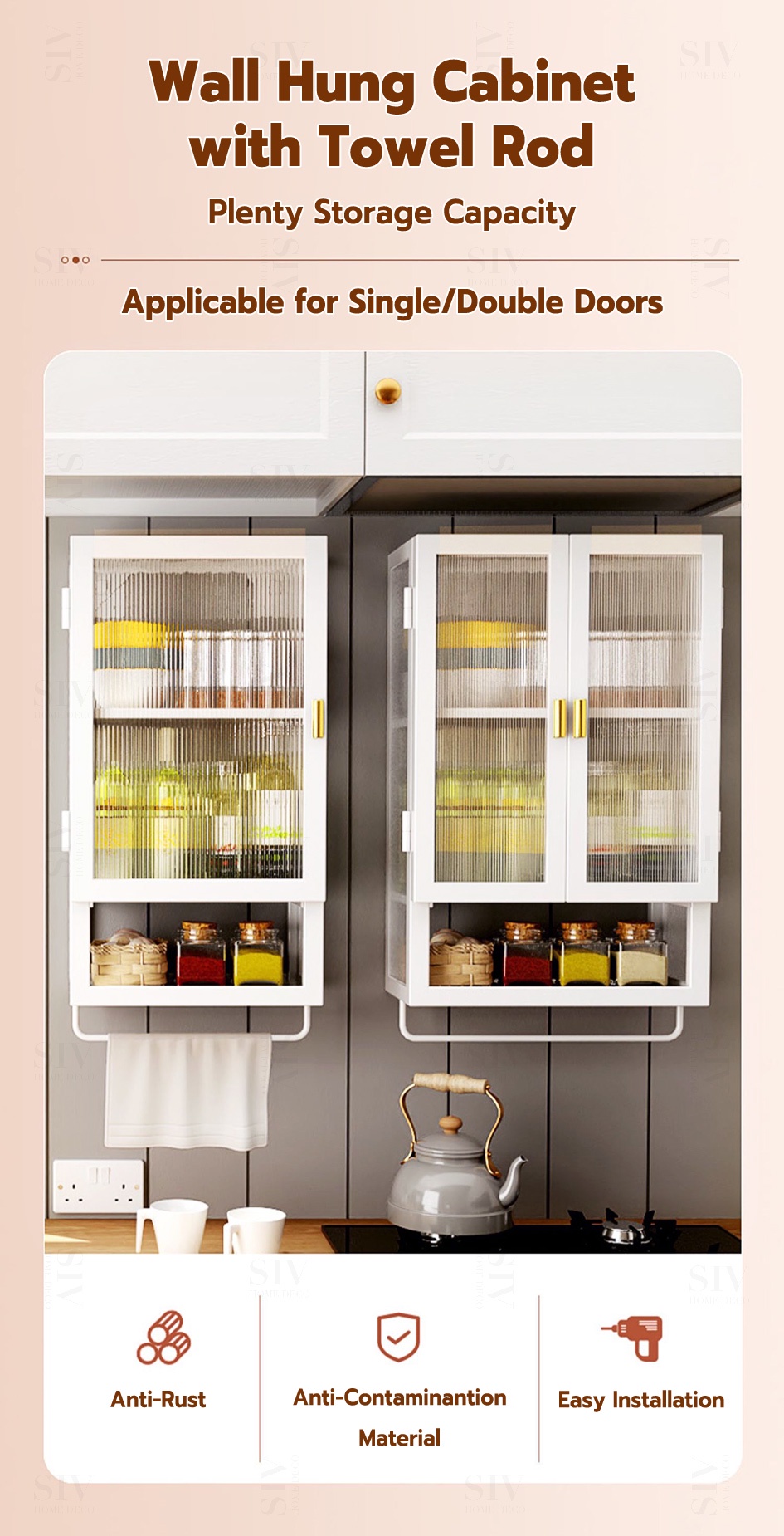 Siv Kitchen Bathroom Wall Hanging Cabinet Storage Rack Organizer Shelf ...