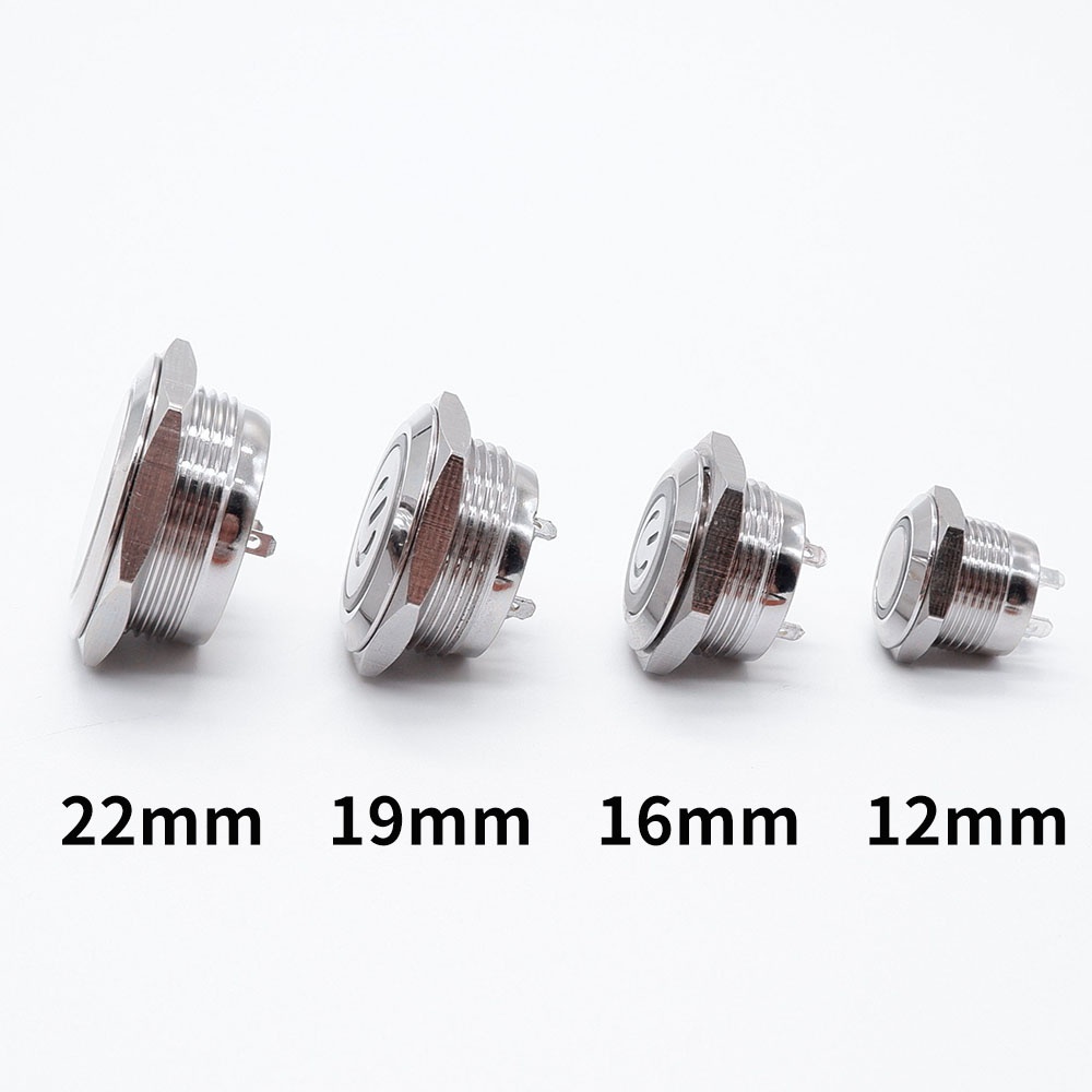12mm 16mm 19mm 22mm Metal Push Button Switch Short Self-reset Momentary Without LED Touch ...