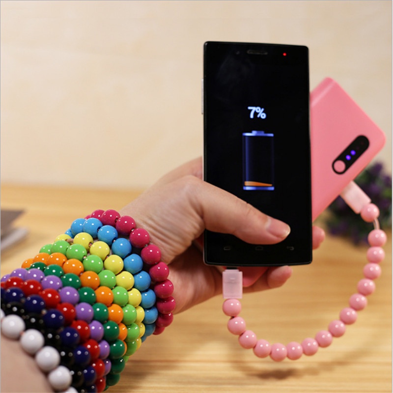 Bead Pure Color Bracelet USB Cable Universal Mobile Phone Bracelet ...