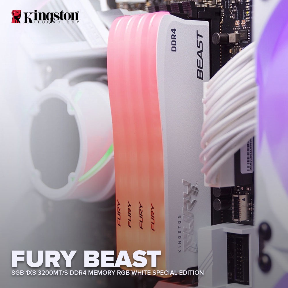 EasyPC | Kingston Fury Beast 8GB 1x8 / 16GB 1x16 3200MT/s DDR4 Memory RGB White Special Edition ...