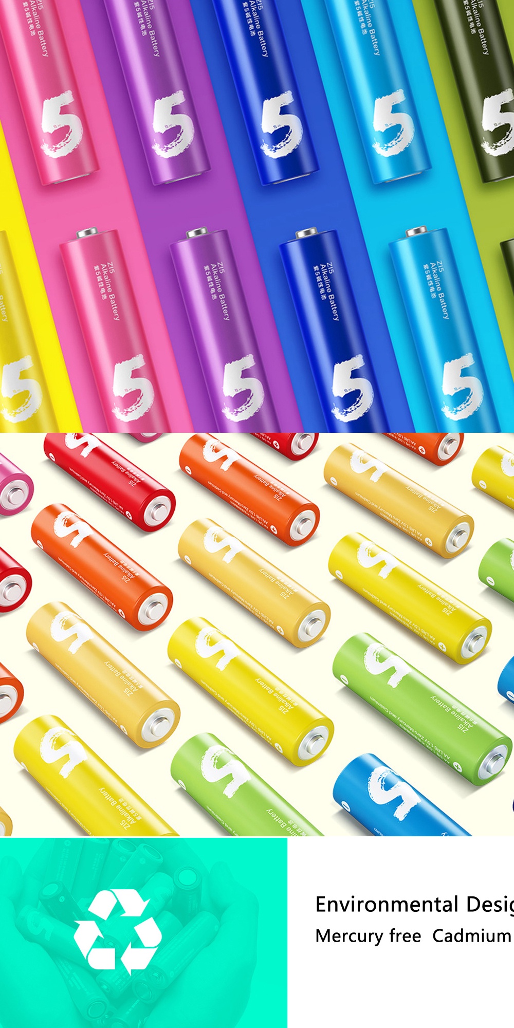 Xiaomi AA Rainbow Batteries (10 count) | AA LR6 Alkaline Battery 1.5V ...