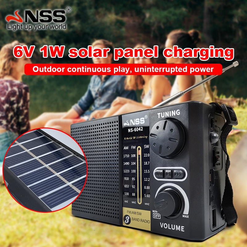 NSS Portable Bluetooth FM/AM/SW 3 BAND Solar Radio with USB/TF PLAYER NS-6042 | Shopee Philippines