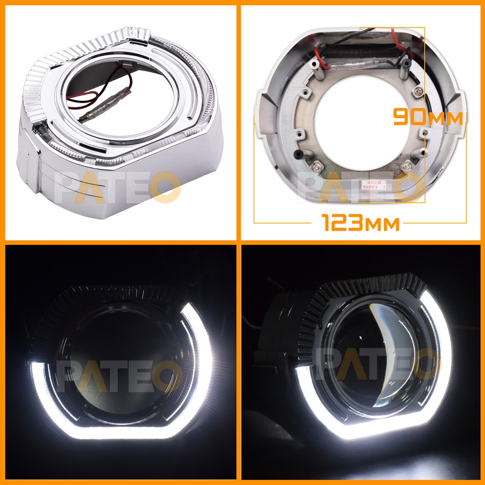 Projector Bezel LED Angel Eyes Halo Rings DRL Shrouds For 2.5 inch WST ...